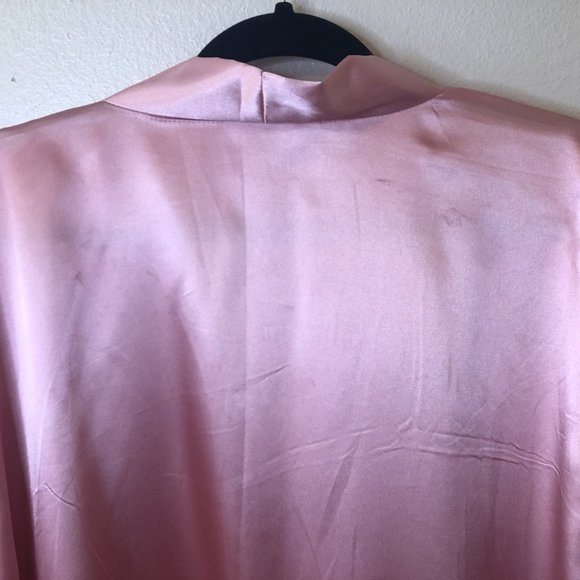 Boohoo | Intimates & Sleepwear | Boohoo Pink Satin Kimono Robe Fluffy ...